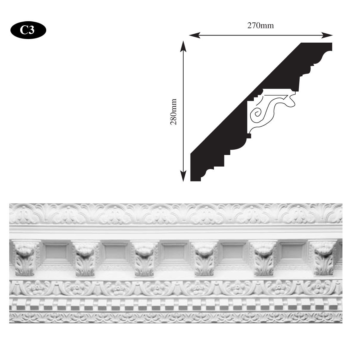 C3 Victorian Style Plaster Cornice - Wm Boyle Interior Finishes