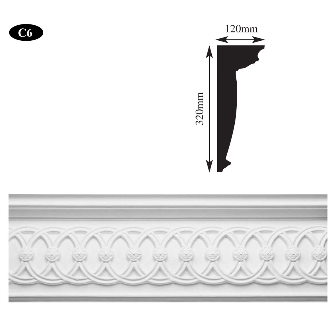 C6 Large Decorative Plaster Cornice - Wm Boyle Interior Finishes