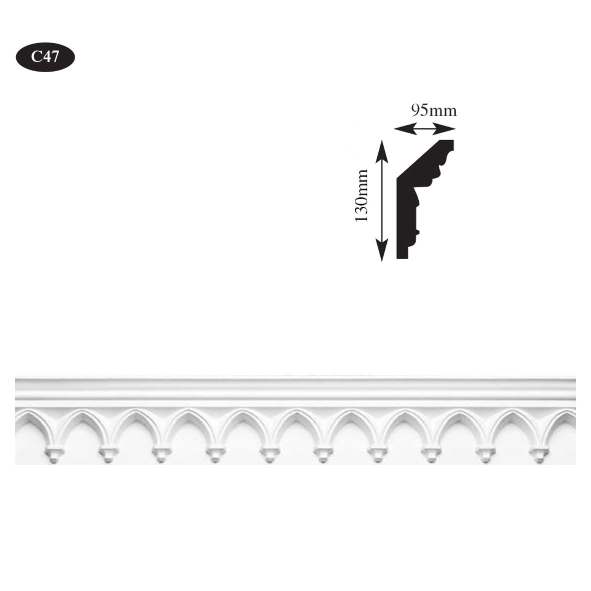C47 Small Gothic Plaster Cornice - Wm Boyle Interior Finishes